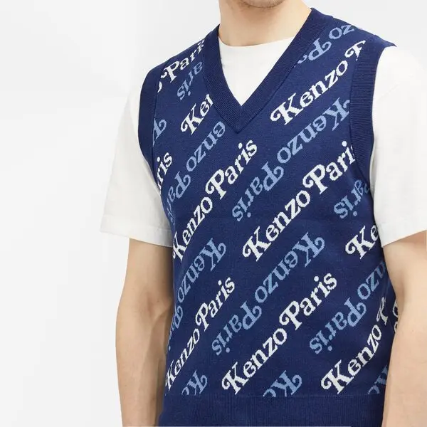 KENZO BOKE FLOWER KNIT VEST ボケ ニットベスト Kenzo X Verdy Knit Vest In Midnight Blue - 65% Off | Editorialist
